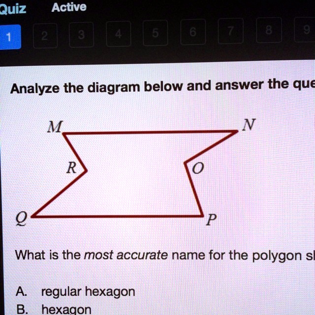 SOLVED: What is the most accurate name for the polygon shown in the figure? Quiz Active Analyze ...