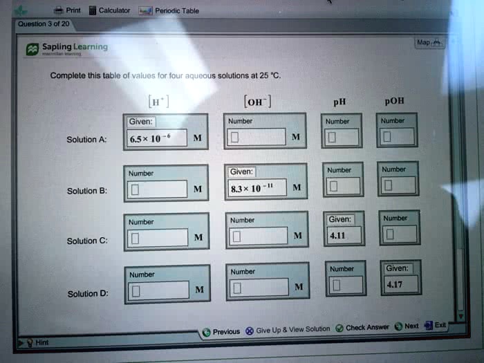 SOLVED: Complete this table of values for four aqueous solutions at 25Â°C. Print Calculator ...