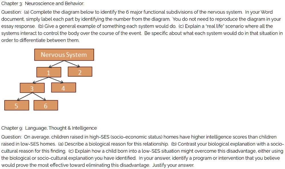 SOLVED: Chapter 3: Neuroscience and Behavior Question: (a) Complete the ...