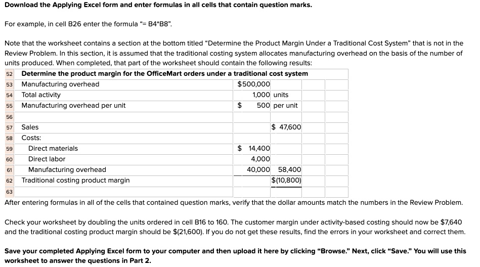SOLVED: Download the Applying Excel form and enter formulas in all ...