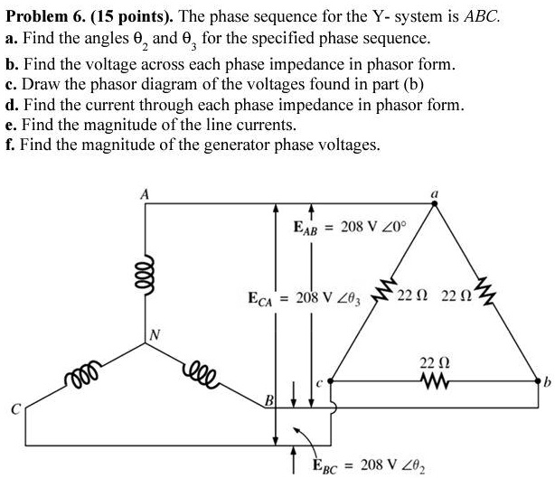 Problem 6. (15 points). The phase sequence for the Y- system is ABC. a ...
