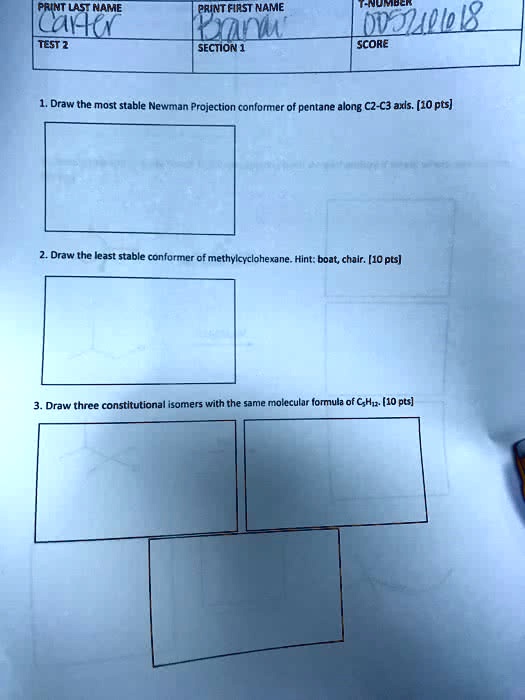 draw the most stable newman projection conformer of pentane along c2 c3 ...