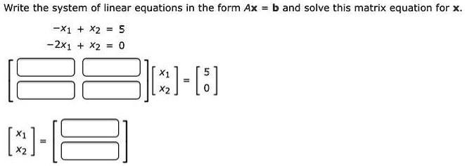 SOLVED:Write the system of linear equations in the form Ax b and solve ...