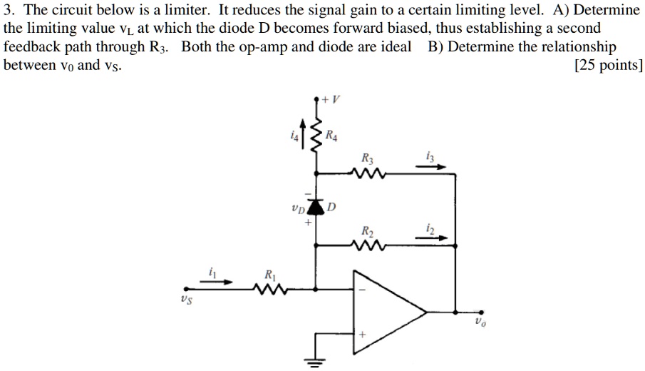 3. The circuit below is a limiter. It reduces the signal gain to a ...