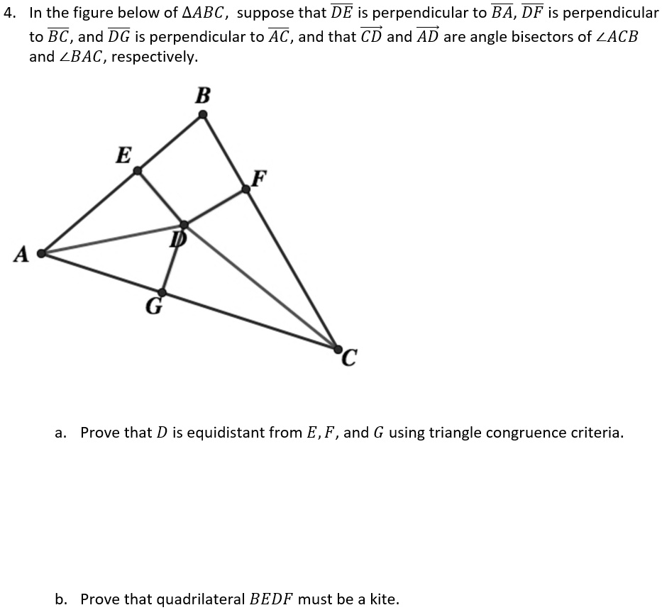 SOLVED: In the figure below of AABC , suppose that DE is perpendicular to BA, DF is ...