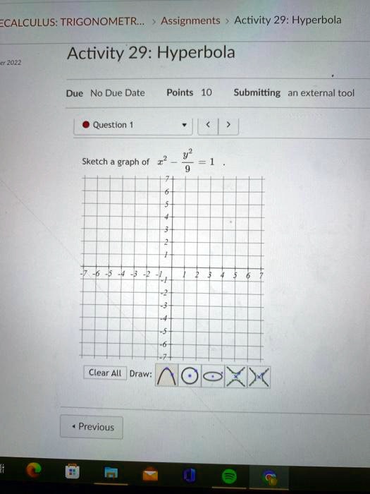 SOLVED: CALCULUS:TRIGONOMETR...>Assignments >Activity29:Hyperbola Activity 29:Hyperbola er2022 ...