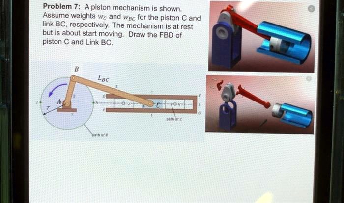 SOLVED: Problem 7: A piston mechanism is shown. Assume weights wc and ...