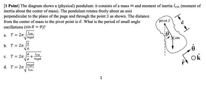 SOLVED: [1 Point] The diagram shows (physical) pendulum: it consists of ...