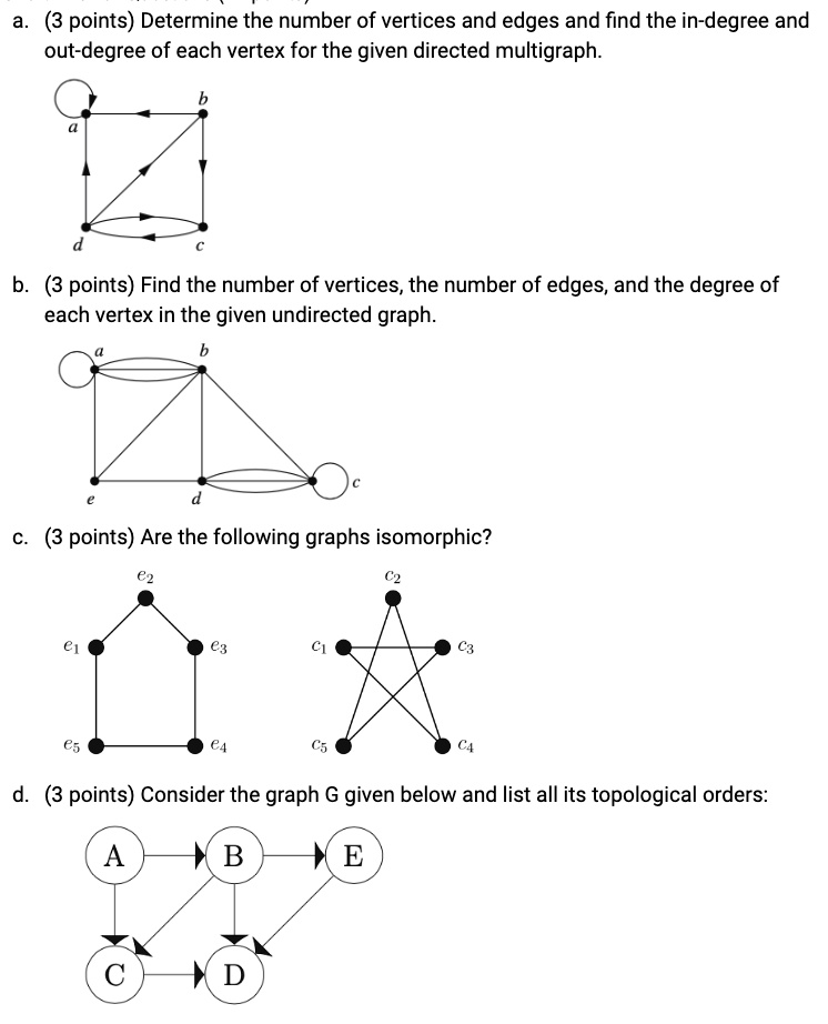 A 3 Points Determine The Number Of Vertices And Edges And Find The