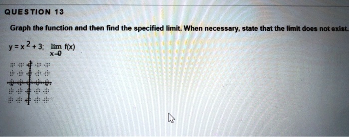 SOLVED: Graph the function and then find the specified limit: When necessary, state that the ...