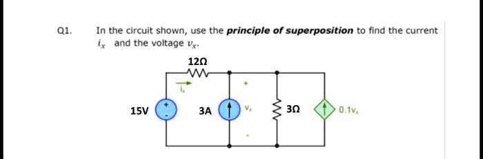 SOLVED: In the circuit shown, use the principle of superposition to find the current ix and the ...