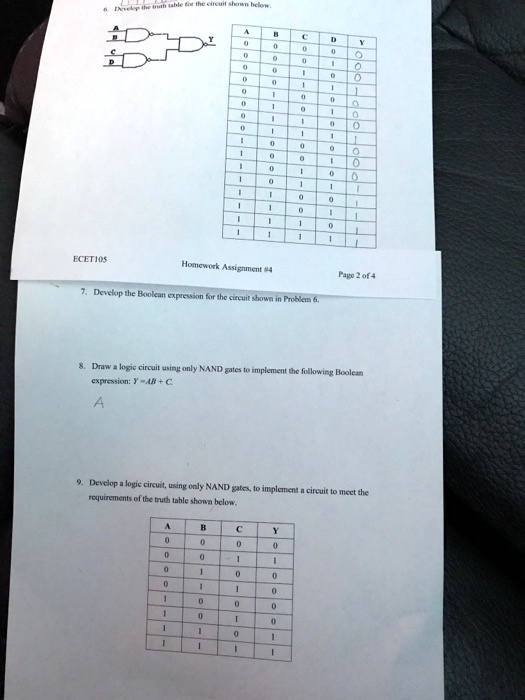 6. Develop the truth table for the circuit shown below. D A B C D Y 0 0 0 0 0 0 0 1 0 0 0 0 0 0 ...