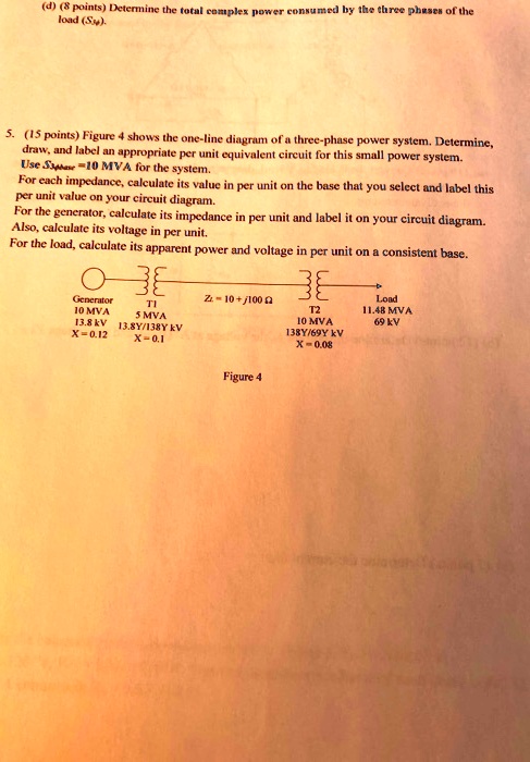 SOLVED: Text: load(S) 5. (15 points) Figure 4 shows the one-line diagram of a three-phase power ...