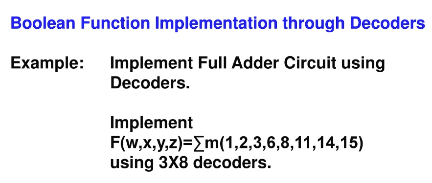 Solved Boolean Function Implementation Through Decoders Example Implement Full Adder Circuit