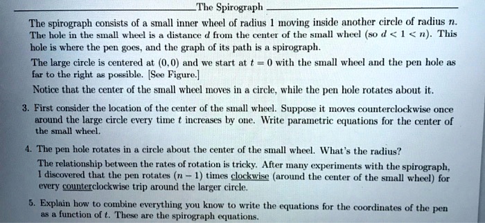 SOLVED: The Spirograph The spirograph consists of a small inner wheel ...