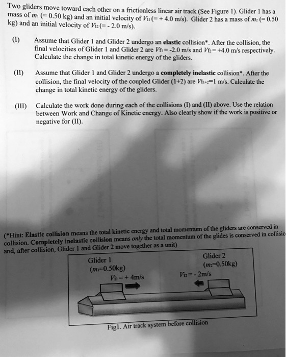 two gliders move toward each other on frictionless linear air track see ...
