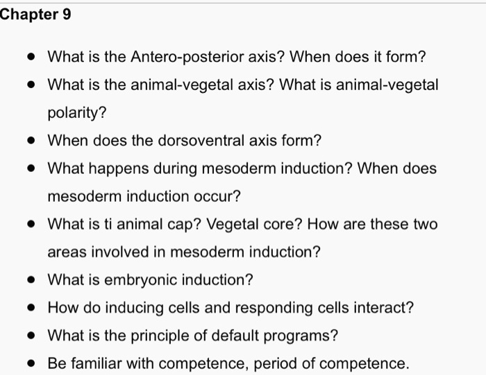 chapter 9 what is the antero posterior axis when does it form what is ...