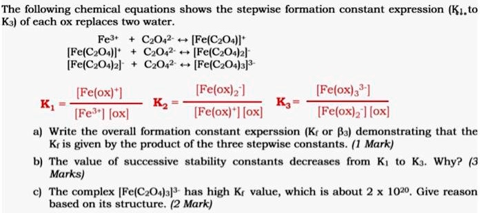 SOLVED: The following chemical equations show the stepwise formation ...