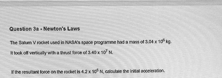 question 3a newton laws the saturn v rocket used in nasas space ...