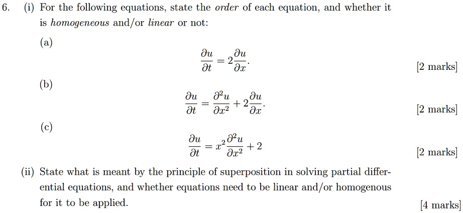SOLVED: For the following equations, state the order of each equation ...