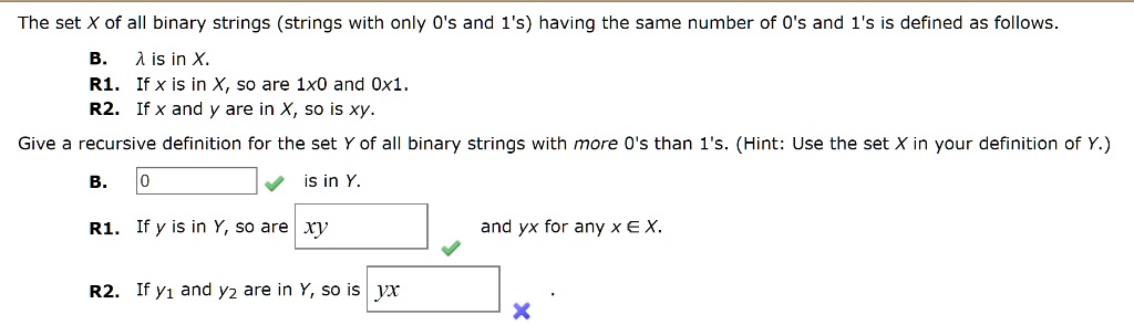 Solved The Set X Of All Binary Strings Strings With Only 0s And 1s Having The Same Number