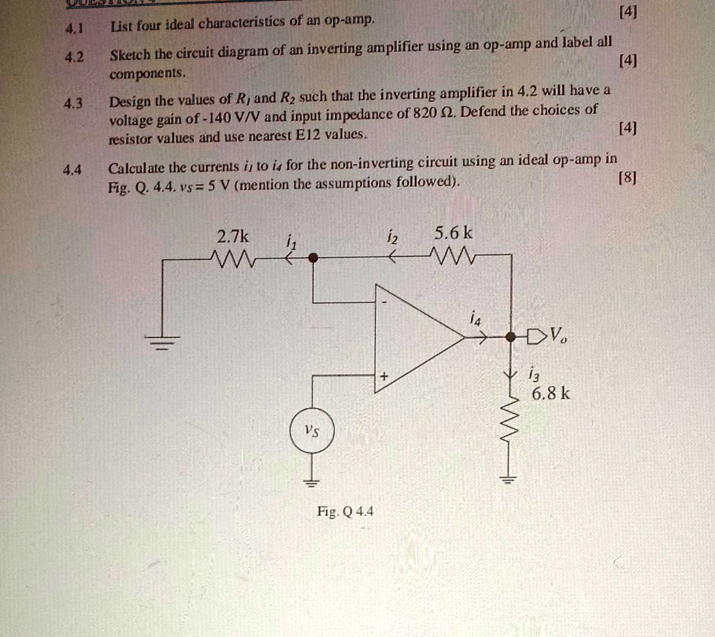SOLVED: List four ideal characteristics of an Op-amp. Sketch the circuit diagram of an inverting ...