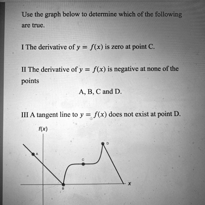 Use the graph below to determine which of the following are true. I The ...