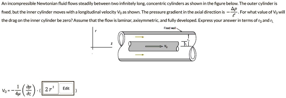 SOLVED: FLUID MECHANICS An incompressible Newtonian fluid flows steadily between two infinitely ...