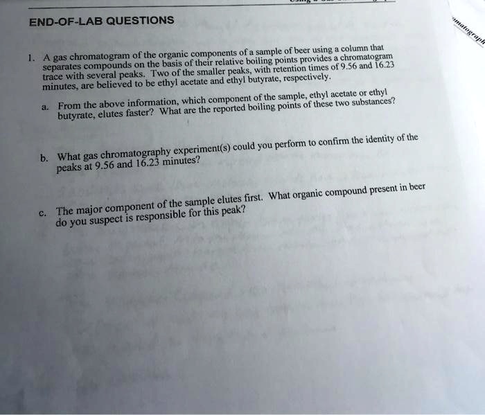 end of lab questions sample of beet using column thal a gas ...