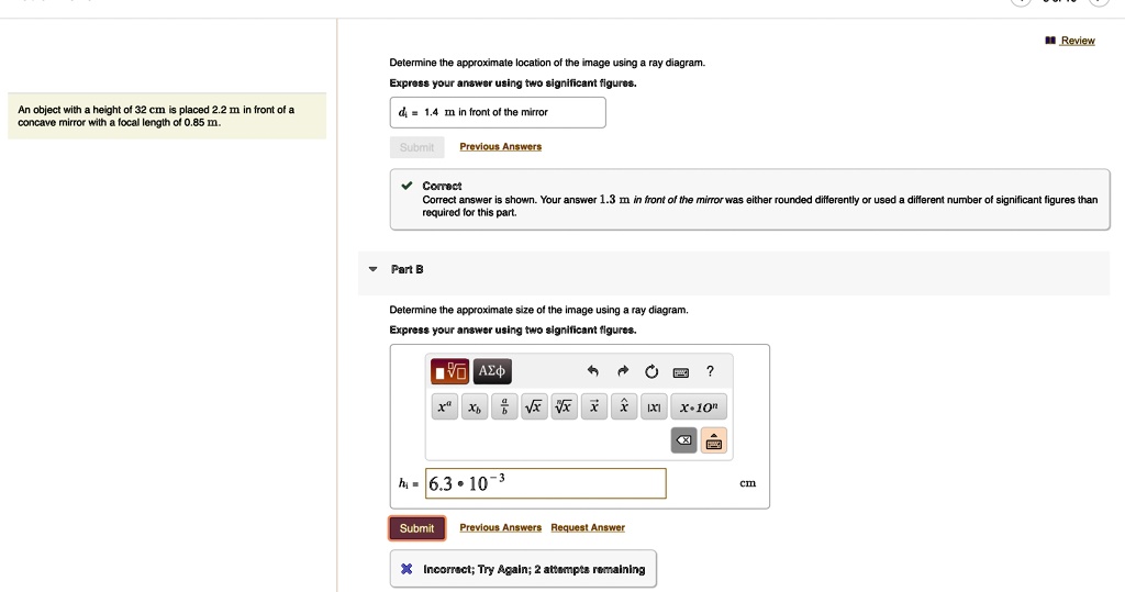 An object with a height of 32 cm is placed 2.2 m in front of a concave ...