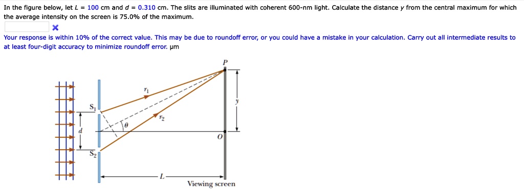 in the figure below let 100 cm and d 0310 cm the slits are illuminated ...