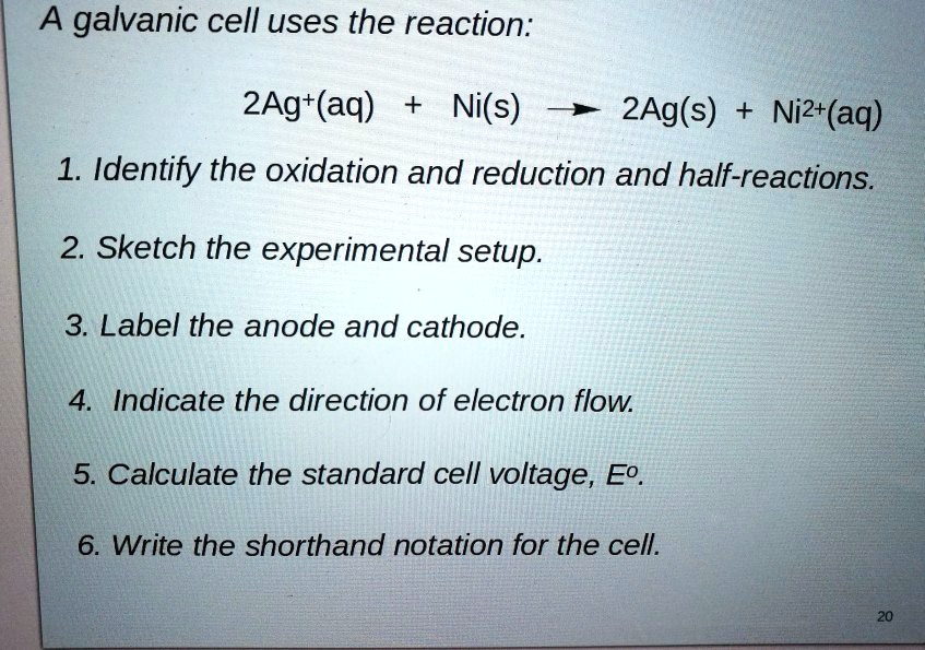 SOLVED: A galvanic cell uses the reaction: (Be) + Zn(s) â†’ Zn2+(aq) + Be2+(aq) 1. Identify the ...