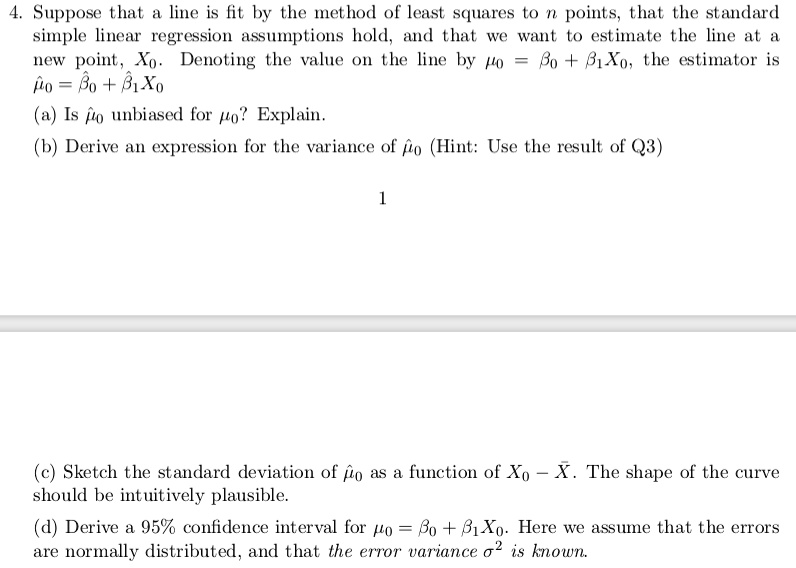 SOLVED: Suppose that a line is fit by the method of least squares ...