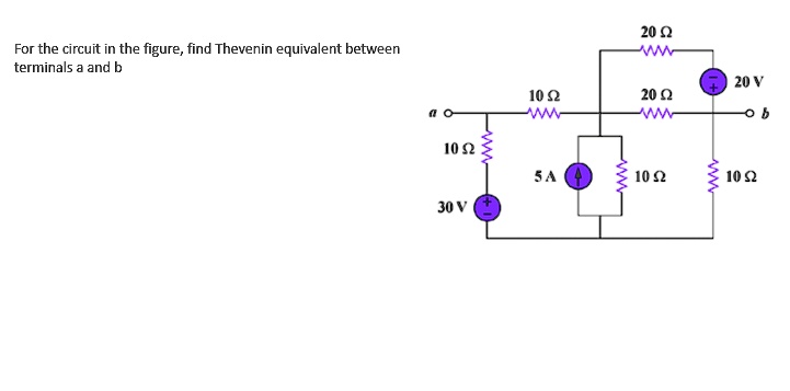 SOLVED: For the circuit in the figure, find Thevenin equivalent between terminals a and b 20 WW ...
