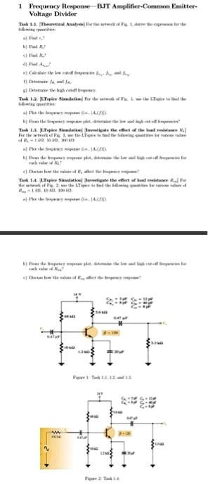 1 Frequency Response—BJT Amplifier—Common Emitter— Voltage Divider Task 1.1. [Theoretical ...