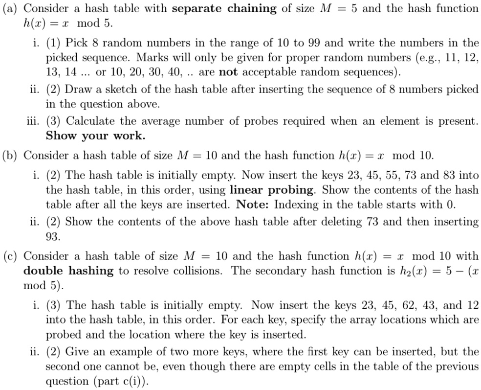 Solved A Consider A Hash Table With Separate Chaining Of Size M 5 4168