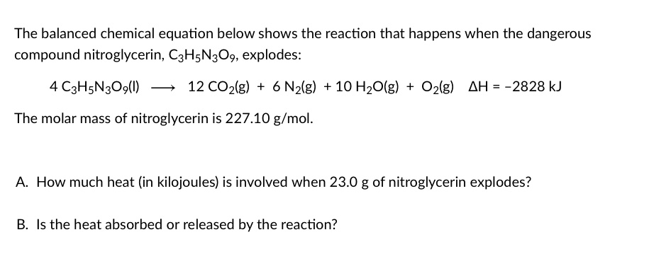 SOLVED: The balanced chemical equation below shows the reaction that ...