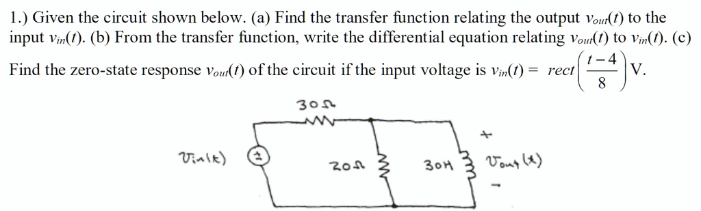 SOLVED: 1.) Given the circuit shown below a) Find the transfer function relating the output Vour ...