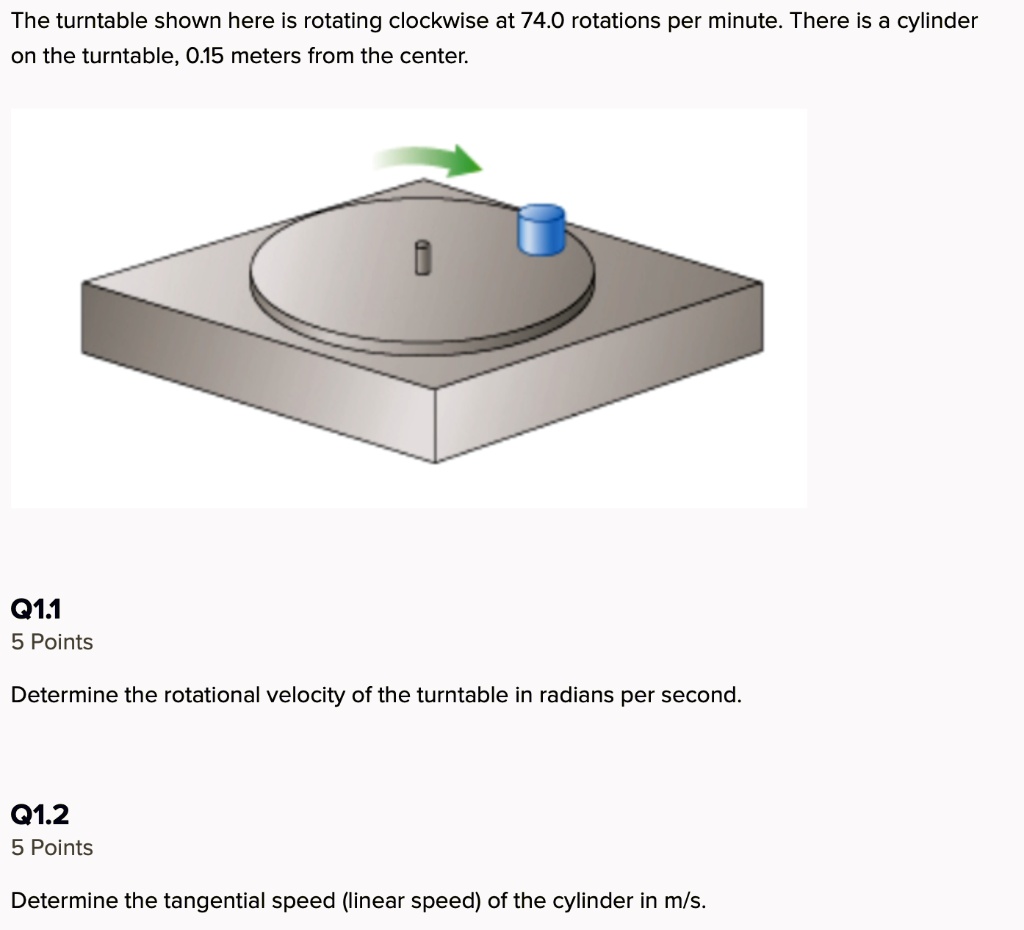 the turntable shown here is rotating clockwise at 740 rotations per ...