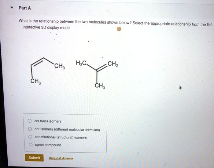 SOLVED: What is the relationship between the two molecules shown below? Select the appropriate ...