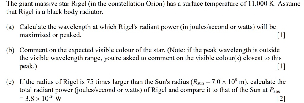 the giant massive star rigel in the constellation orion has a surface ...