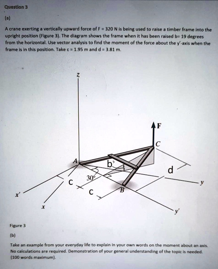 SOLVED: Question 3 (a) A crane exerting vertically upward force of F ...