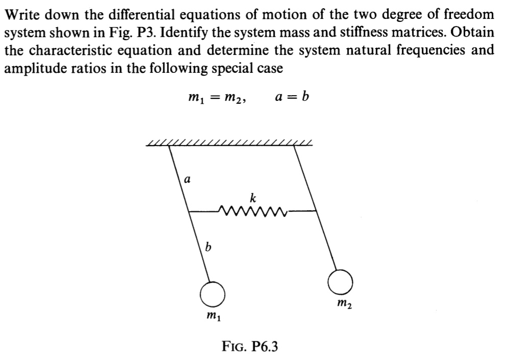 SOLVED: Write down the differential equations of motion of the two-degree-of-freedom system ...