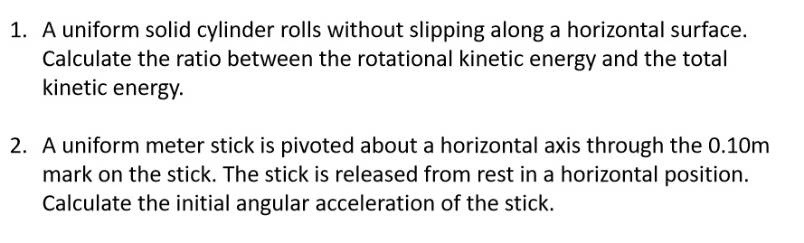 SOLVED: A uniform solid cylinder rolls without slipping along a ...