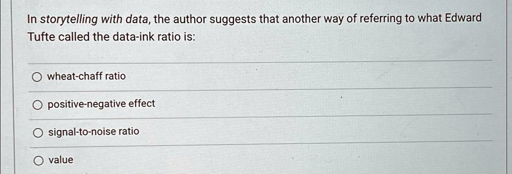 SOLVED: In storytelling with data, the author suggests that another way ...