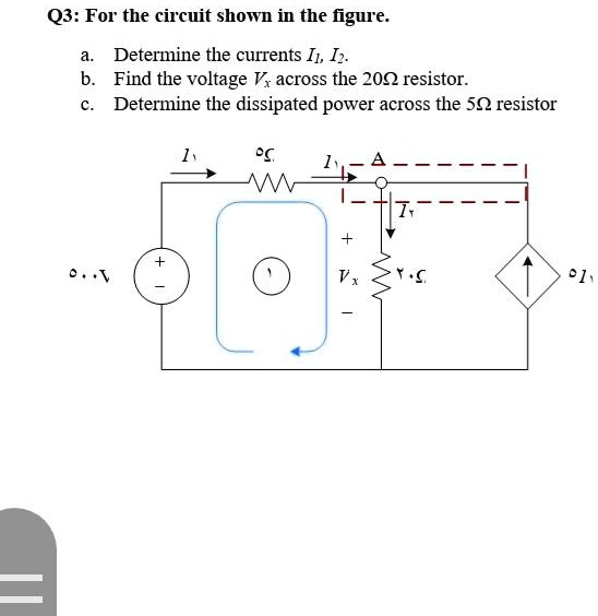 Q3: For the circuit shown in the figure Determine the currents IL Iz Find the voltage Vx across ...