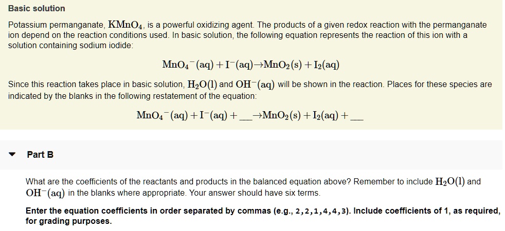 SOLVED: Potassium permanganate, KMnO4, is a powerful oxidizing agent ...