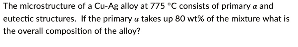Use the Cu-Ag diagram to answer The microstructure of a Cu-Ag alloy at ...