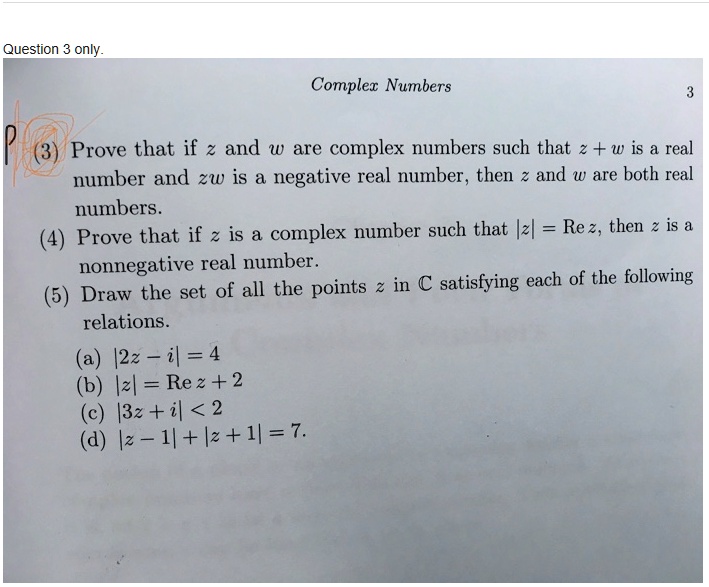 question only compler nurbers prove that if z and are complex numbers ...