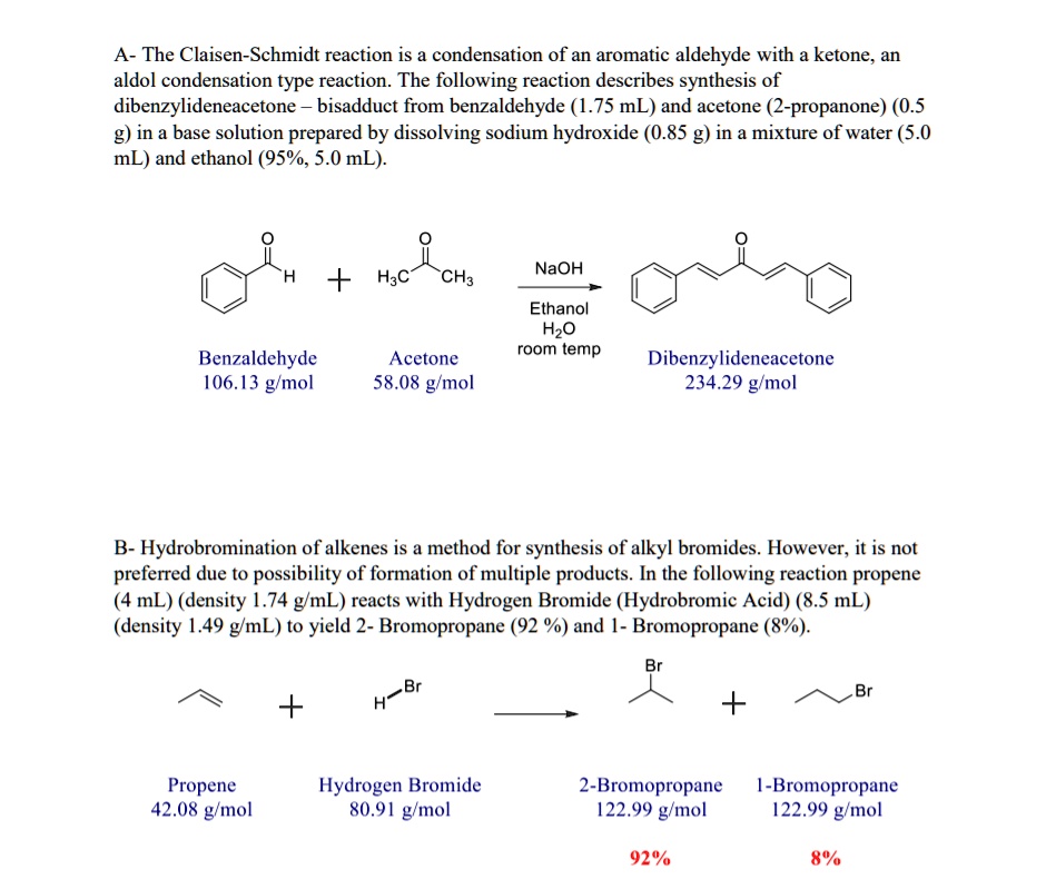 SOLVED: The Claisen-Schmidt reaction is the condensation of an aromatic ...